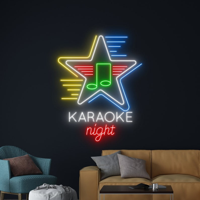 Handmadetneonsign Karaoke Night Neon Sign, Record Studio Wall Art Decor ...
