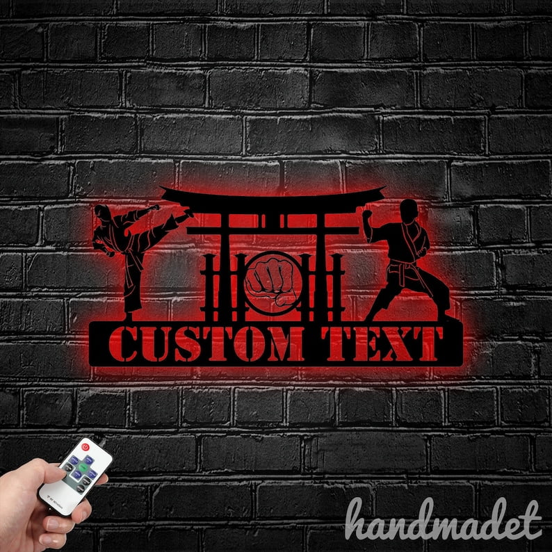 Handmadetneonsign Karate Boy Metal Wall Art Light, Martial Arts Metal ...