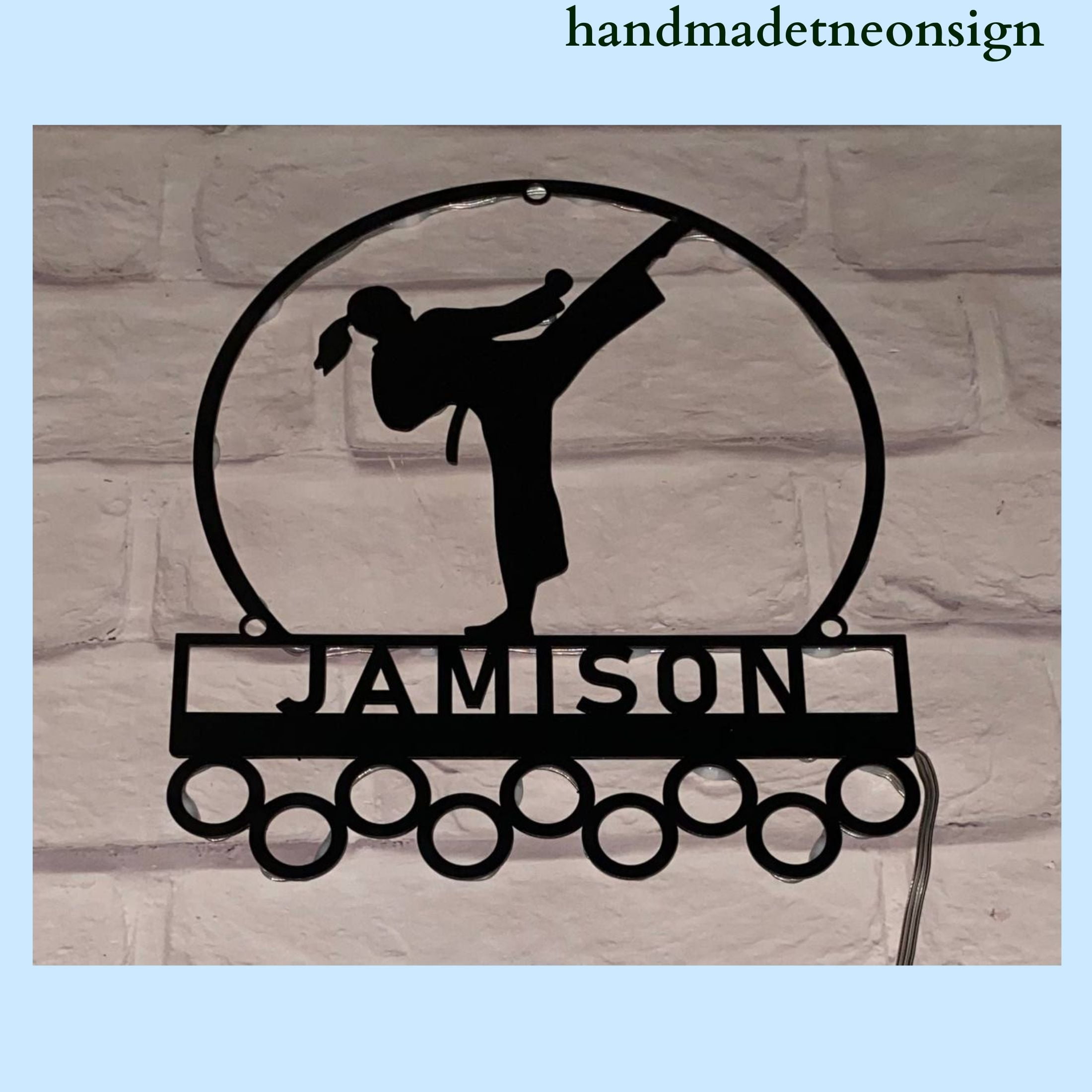 Handmadetneonsign Karate Girl Medal Hanger, Karate Metal Holder ...