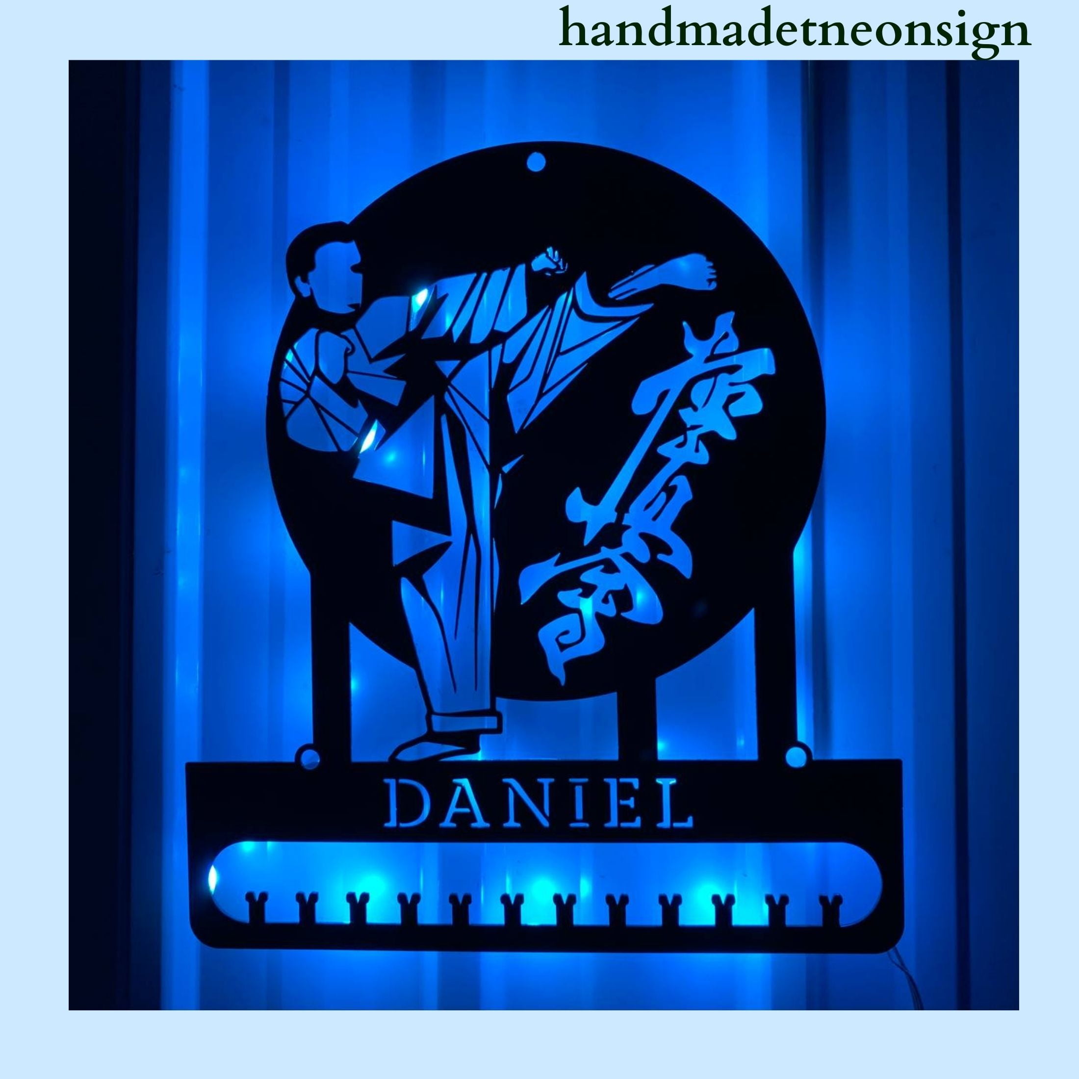 Handmadetneonsign Karate Medal Hanger, Karate Metal Holder, Martial ...