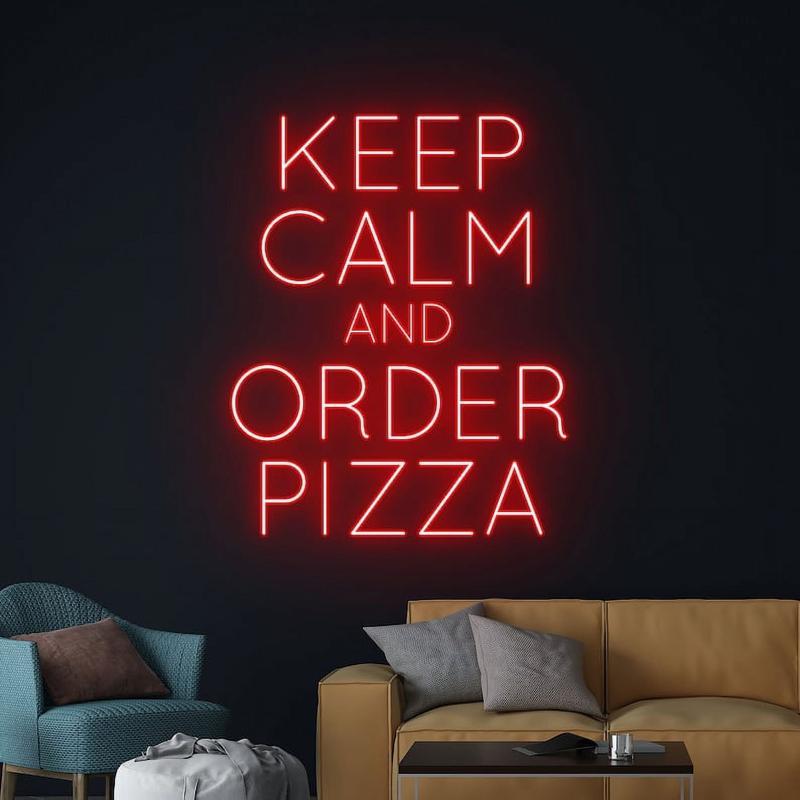 Handmadetneonsign Keep Calm And Order Pizza Led Sign, Pizza Neon Sign ...