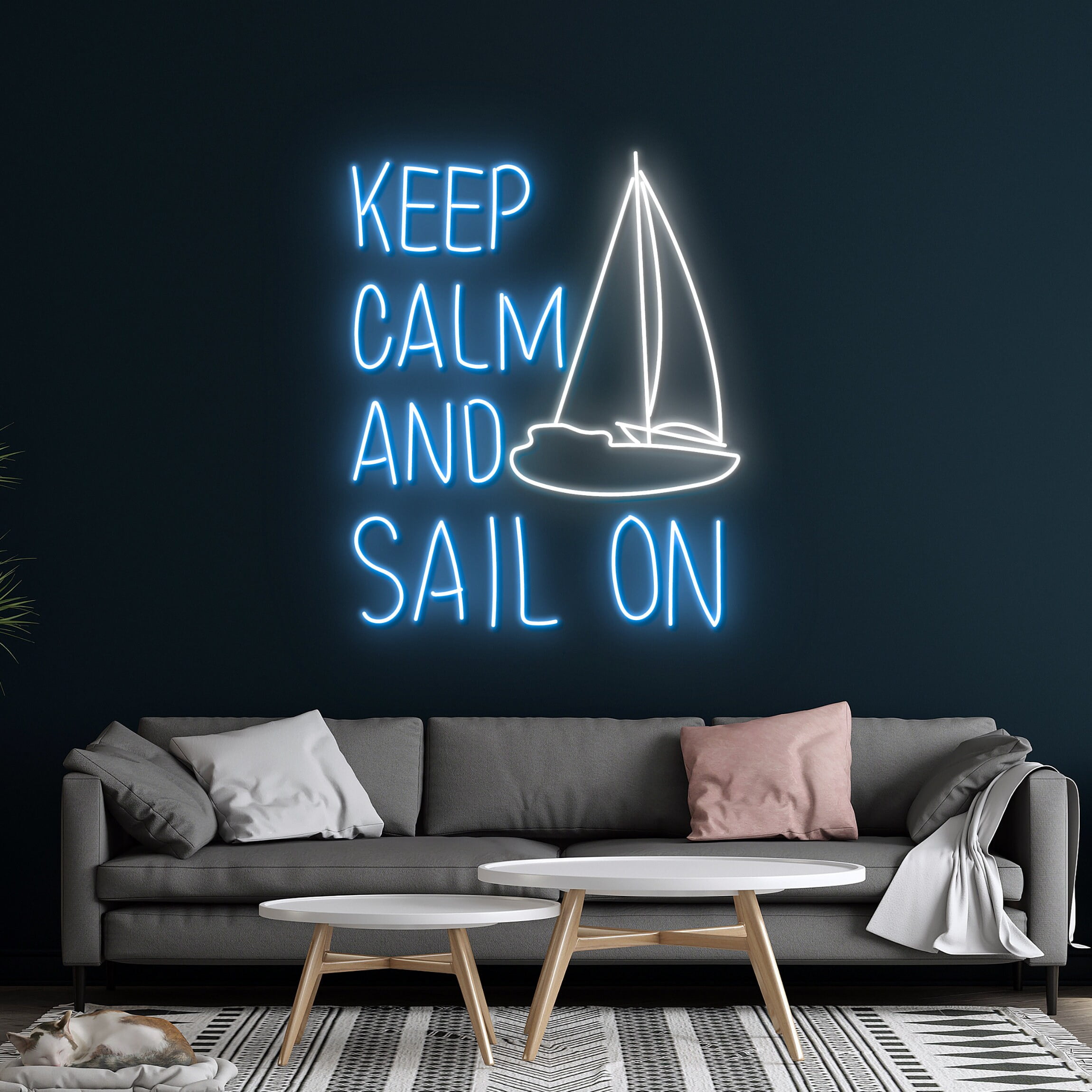 Handmadetneonsign Keep Calm And Sail On Neon Sign, Sailor Neon Sign ...