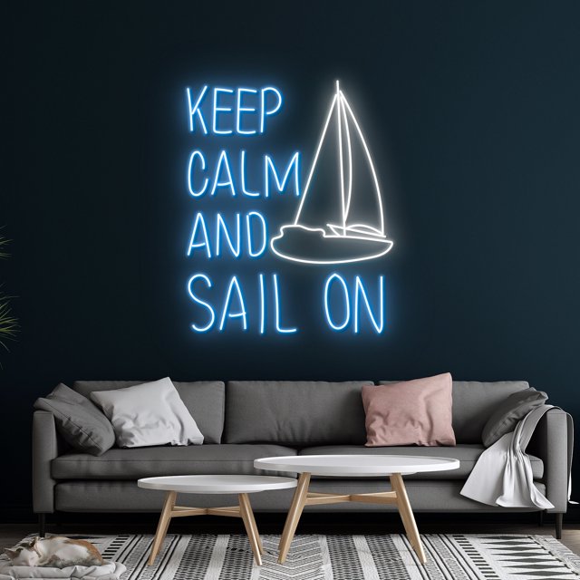 Handmadetneonsign Keep Calm And Sail On Neon Sign, Sailor Neon Sign ...