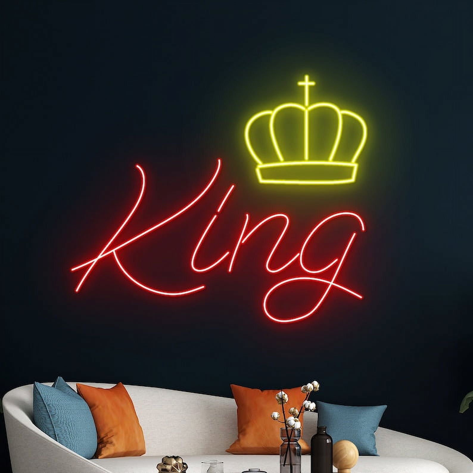 Handmadetneonsign King Crown Poker Neon Sign, Crown King Led Sign, King ...