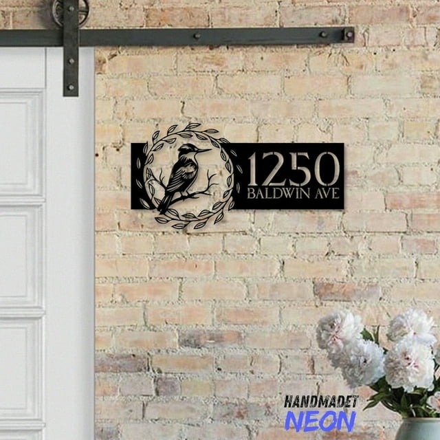 Handmadetneonsign Kingfisher House Number Metal, Kingfisher Bird Home ...