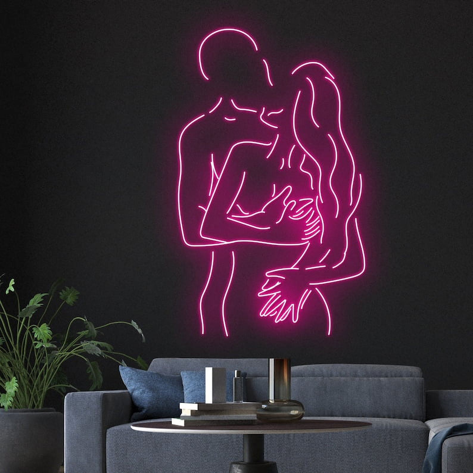 Handmadetneonsign Kissing Couple Neon Sign, Hugging Couple LED Light ...