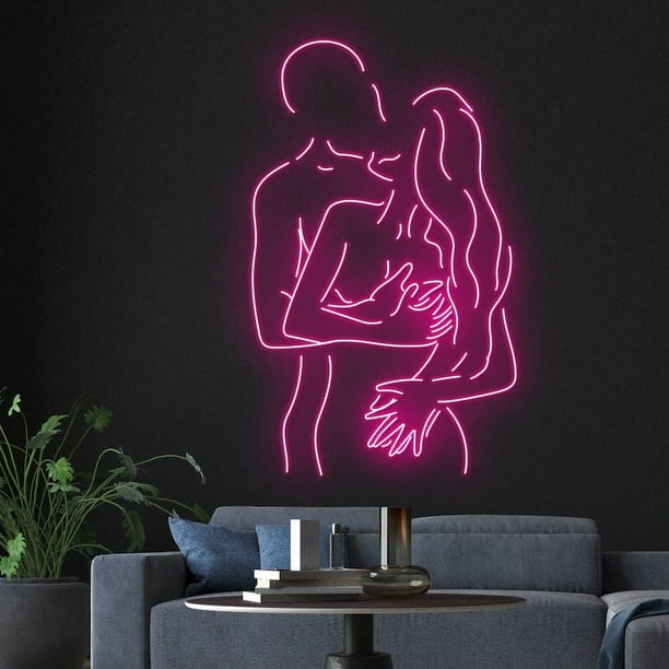 Handmadetneonsign Kissing Couple Neon Sign, Hugging Couple LED Light ...