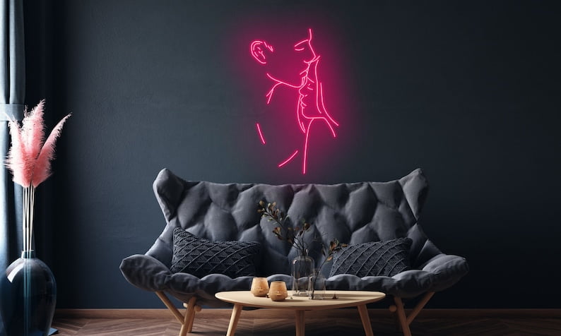 Handmadetneonsign Kissing Face Neon Sign Bedroom, Personalized Led Neon ...