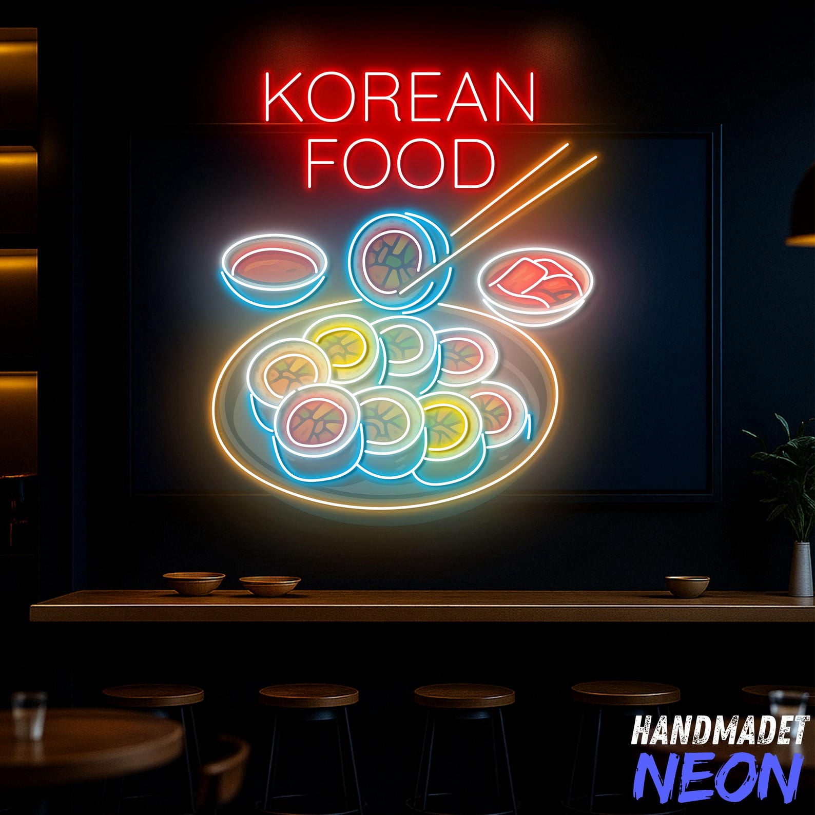 Handmadetneonsign Korean Food Neon Sign, Home Kitchen and Asian ...
