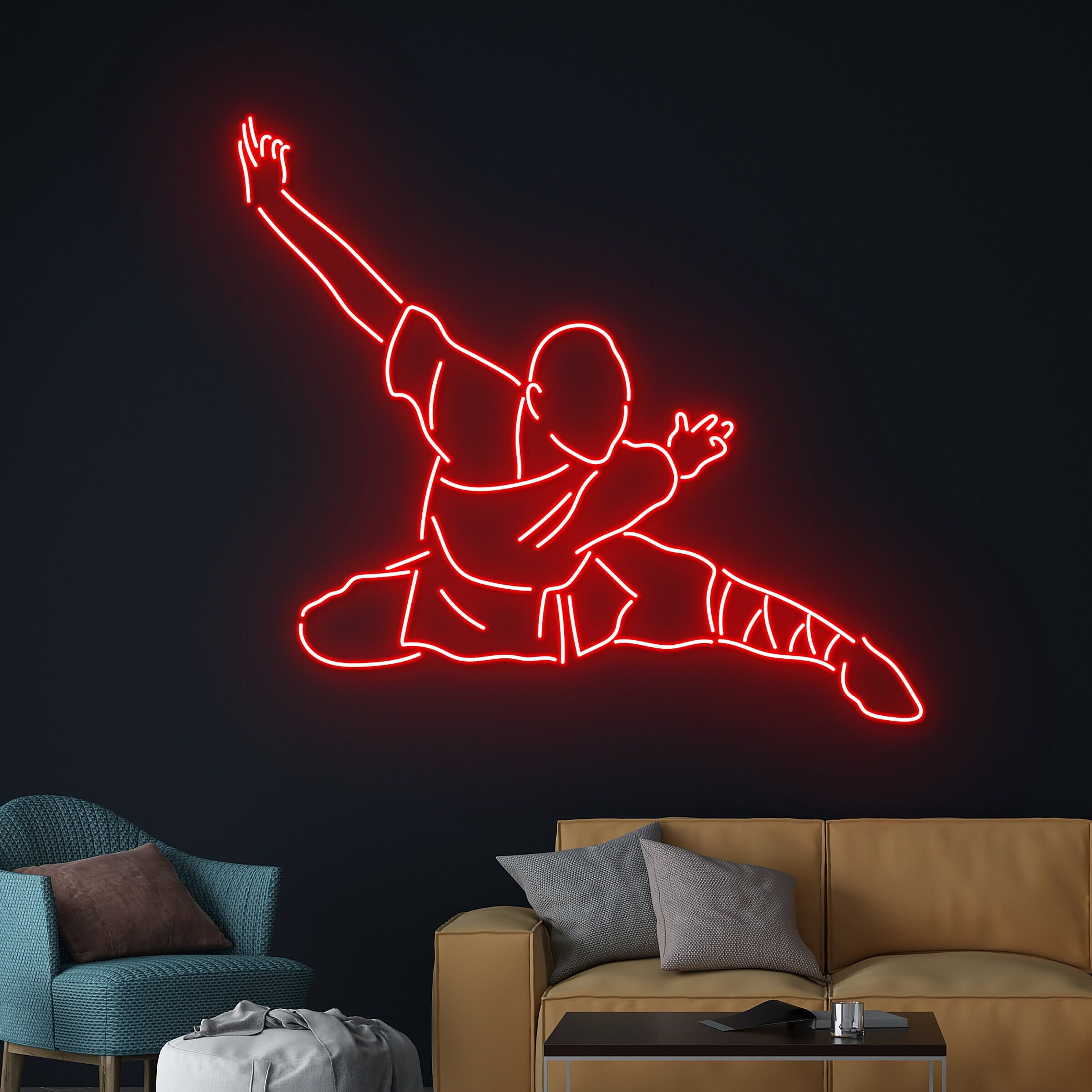 Handmadetneonsign Kungfu Neon Sign, Wushu Led Sign, Martial Art Led ...