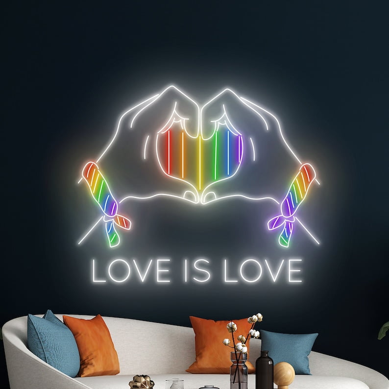 Handmadetneonsign LGBT Neon Sign, Pride Led Sign, Couple Hands LGBT ...