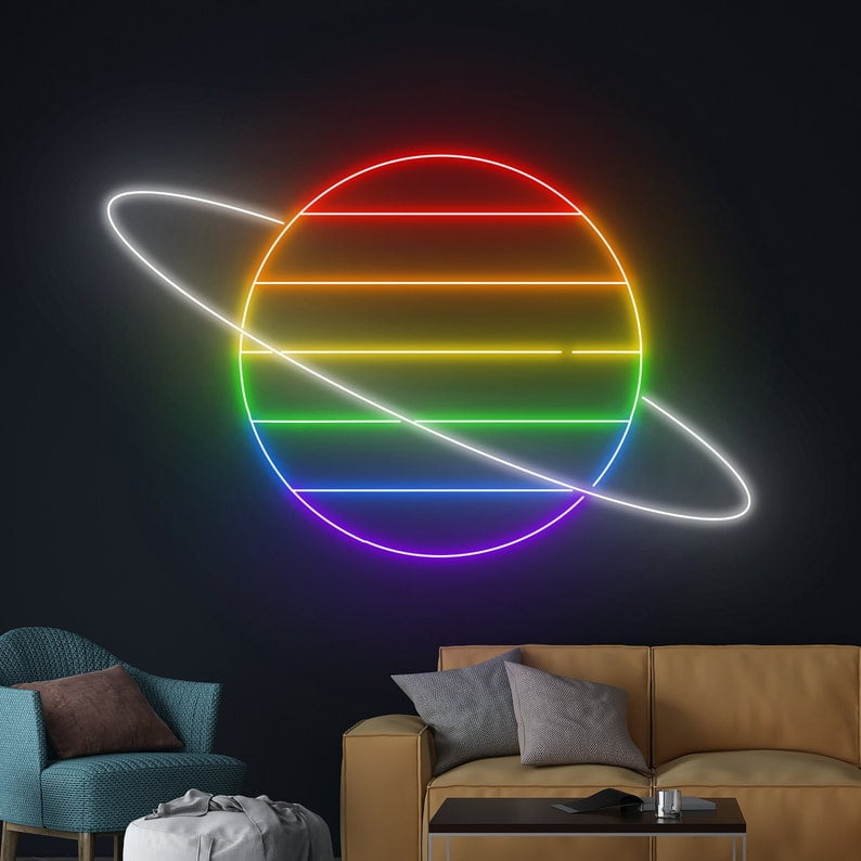 Handmadetneonsign LGBT Planet Neon Sign, LGBT Pride Wall Art Decor ...