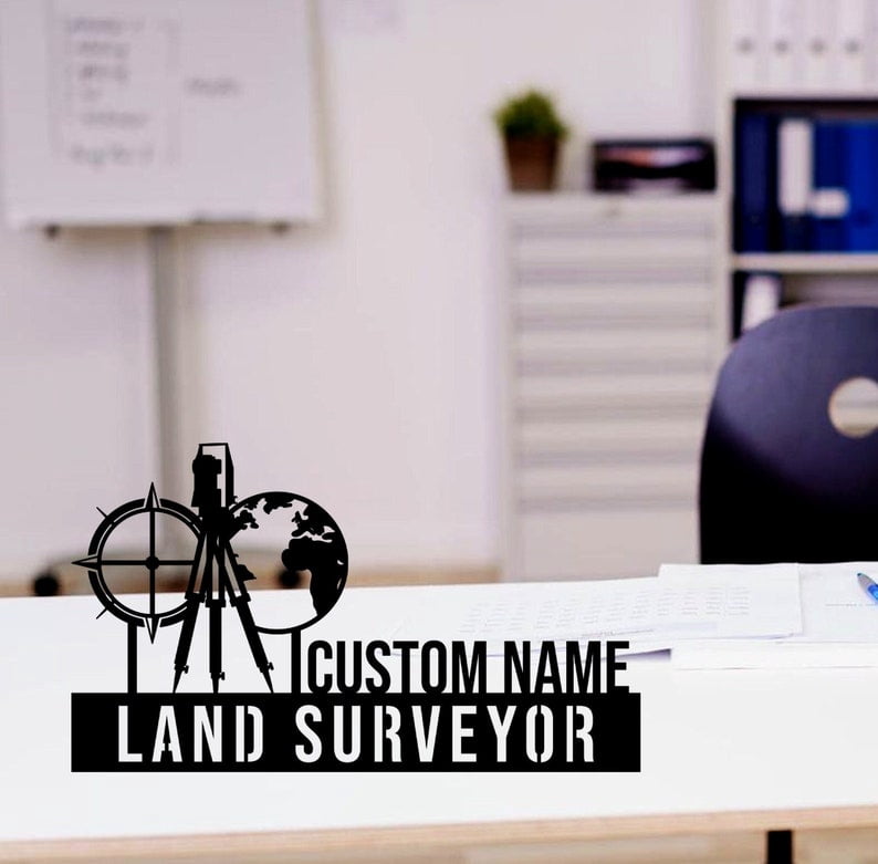 Handmadetneonsign Land Surveyor Metal Nameplate, Land Surveyor Desk ...