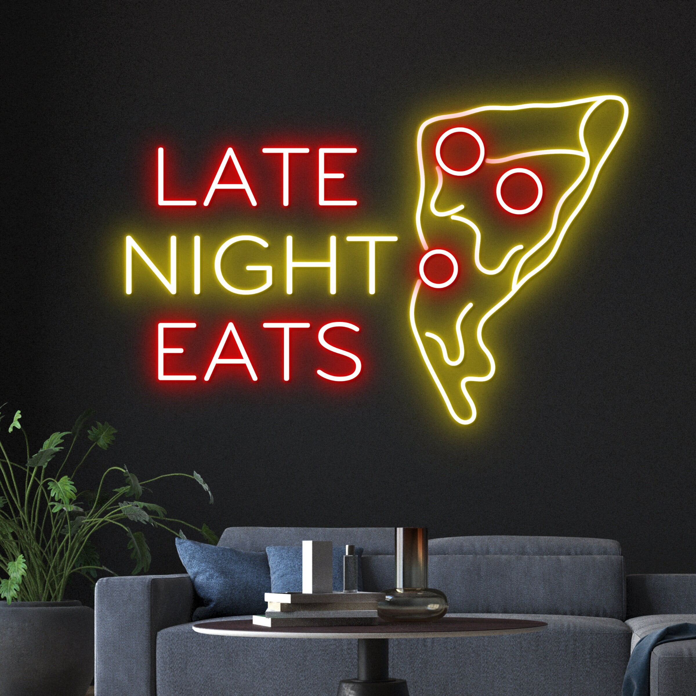 Handmadetneonsign Late Night Eats Led Sign, Pizza Led Lights, Fast ...