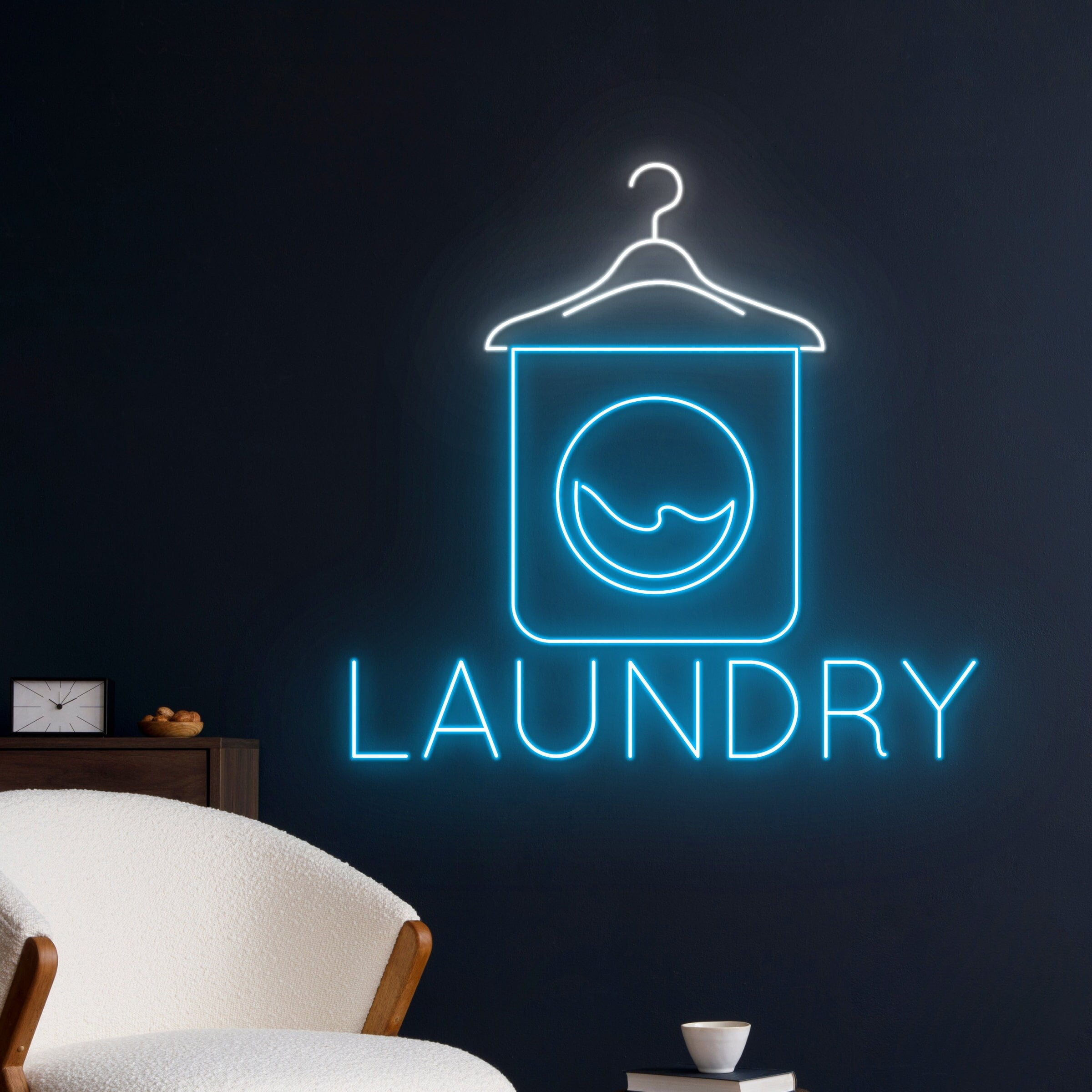 Handmadetneonsign Laundry Clothes Hangers Washing Machine Led Sign ...
