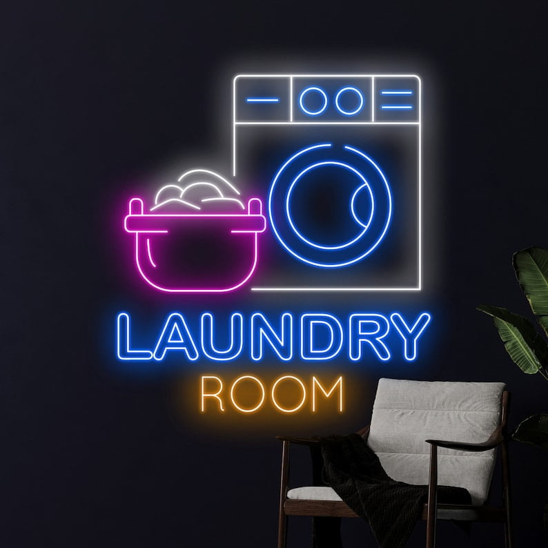 Handmadetneonsign Laundry Led Sign, Wardrobe Hanger Neon Sign, Laundry ...