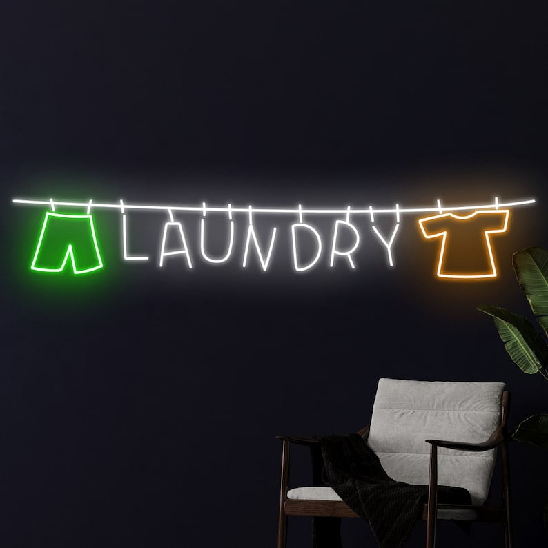 Handmadetneonsign Laundry Led Sign, Wardrobe Hanger Neon Sign, Laundry ...