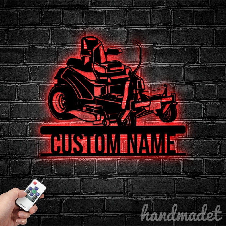 Handmadetneonsign Lawn Mower Driver Metal Wall Art Light, Lawn Mower ...