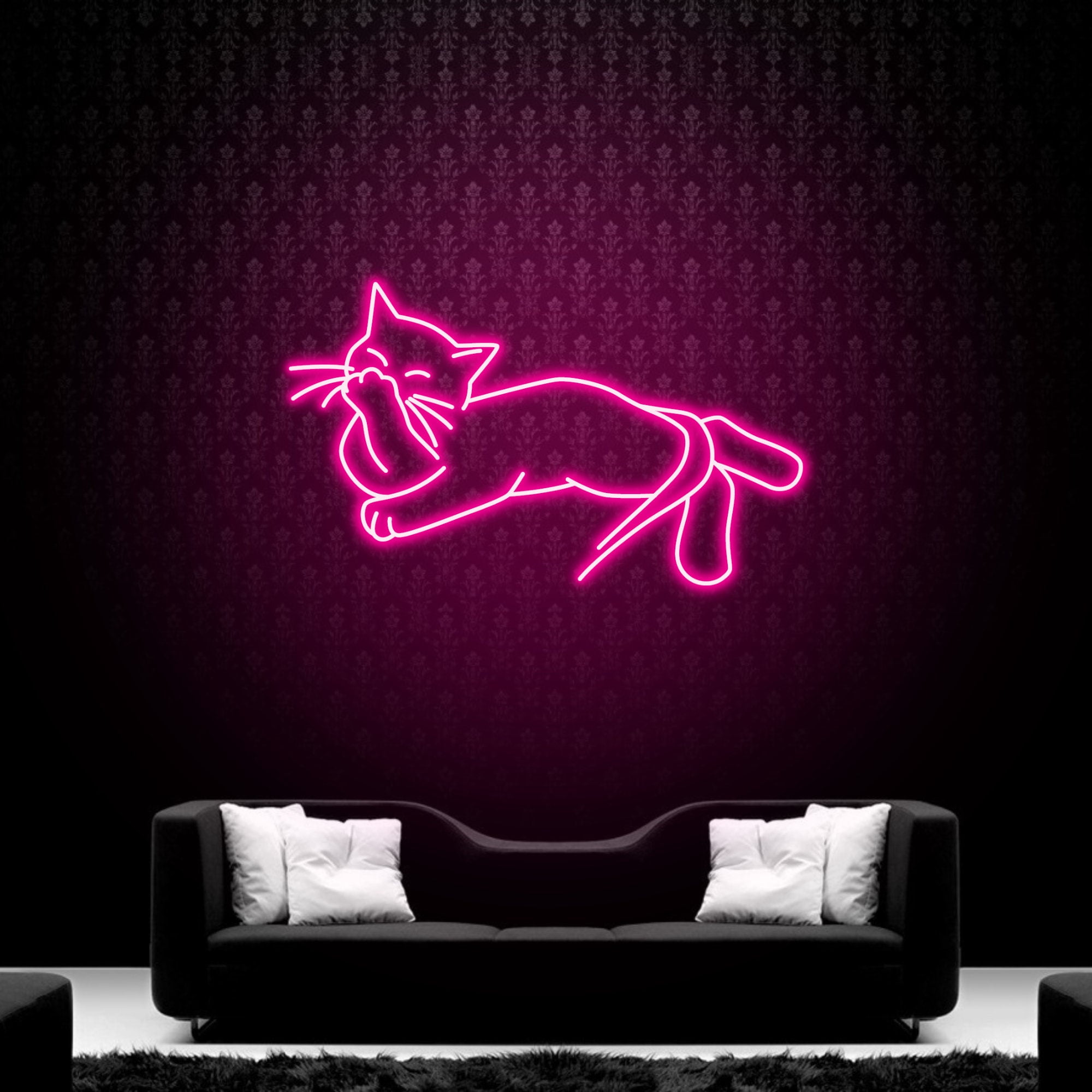 Handmadetneonsign Lazy Cat Led Sign, Cat Neon Sign, Wall Decor, Lazy ...