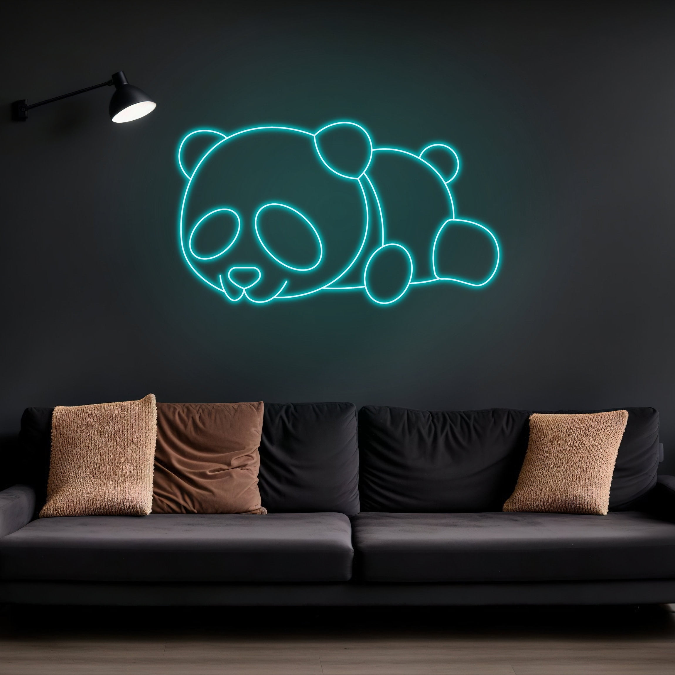 Handmadetneonsign Lazy Panda neon sign, Lying panda led neon gift ...