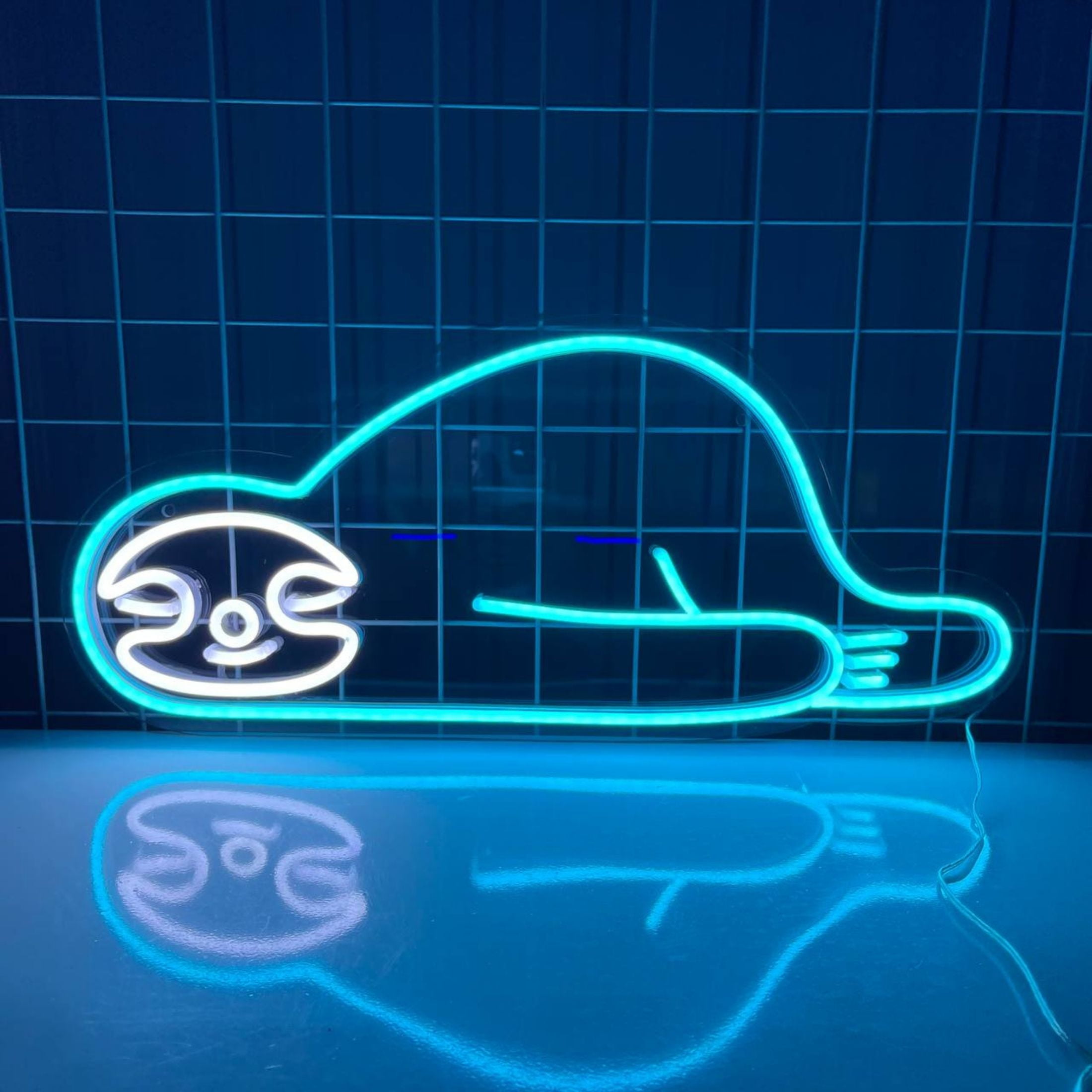 Handmadetneonsign Lazy Sloth Lying Floor Neon Sign, Sloth Animal Wall ...