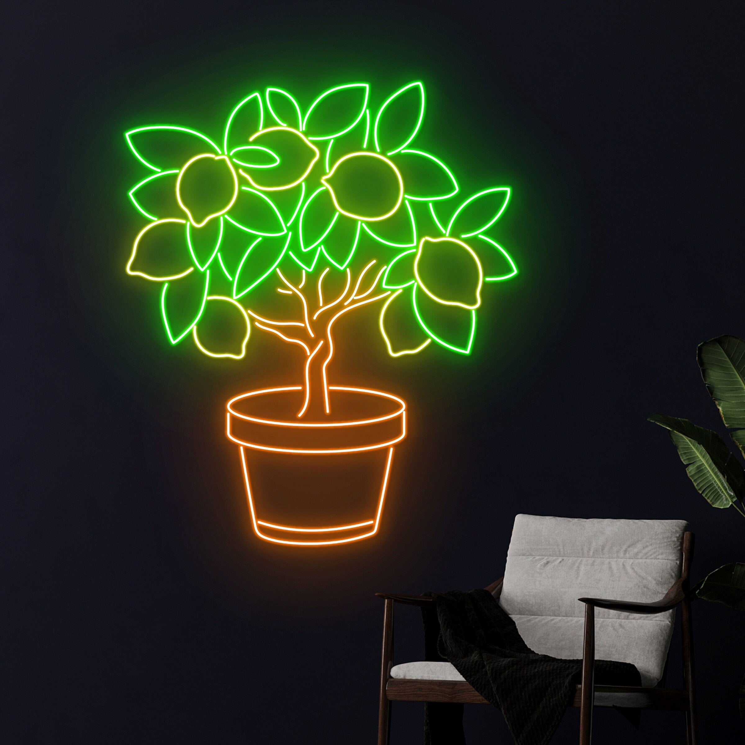Handmadetneonsign Lemon Tree Neon Sign, Lime Tree LED Sign, Lemon Fruit ...