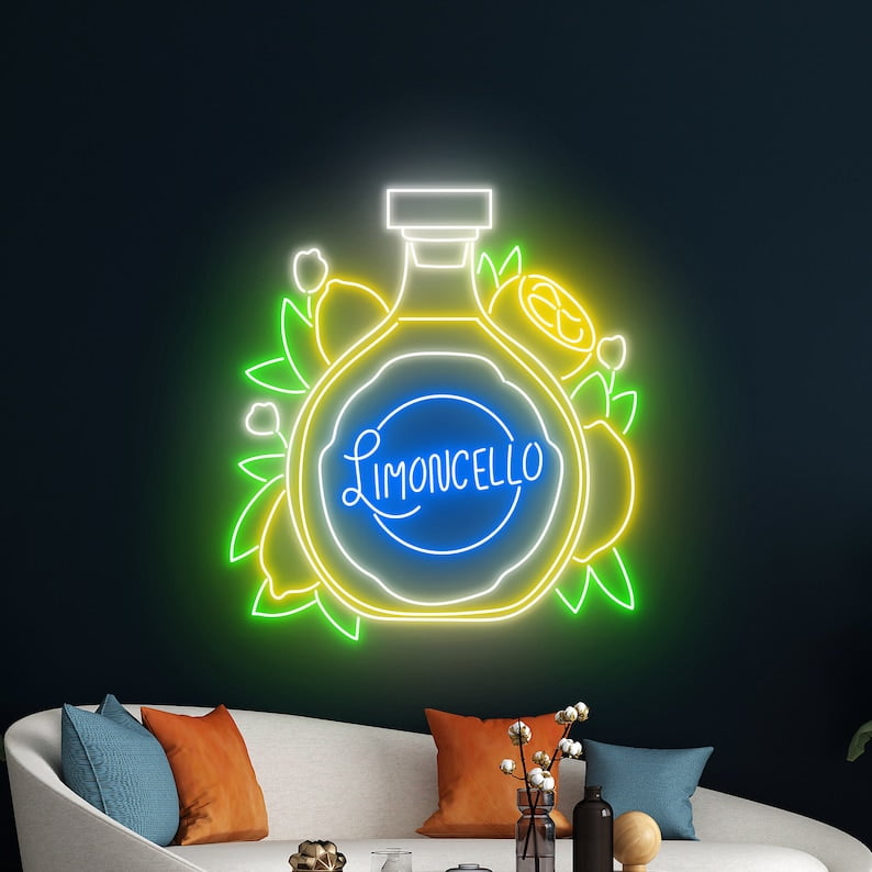 Handmadetneonsign Lemoncello Led Sign, Limoncello Wine Neon Light ...