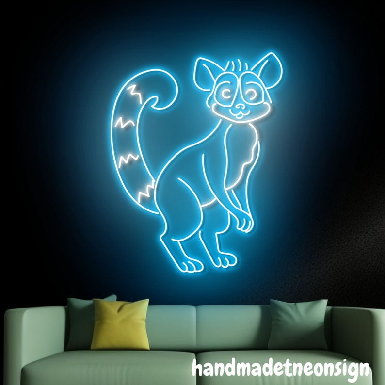 Handmadetneonsign Lemur Neon Sign, Lemur Led Sign, Custom Lemur Neon ...
