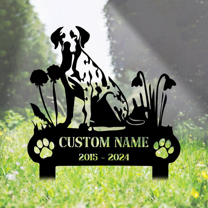 Handmadetneonsign Leopard Hound Dog Memorial Metal With Stake, Leopard ...