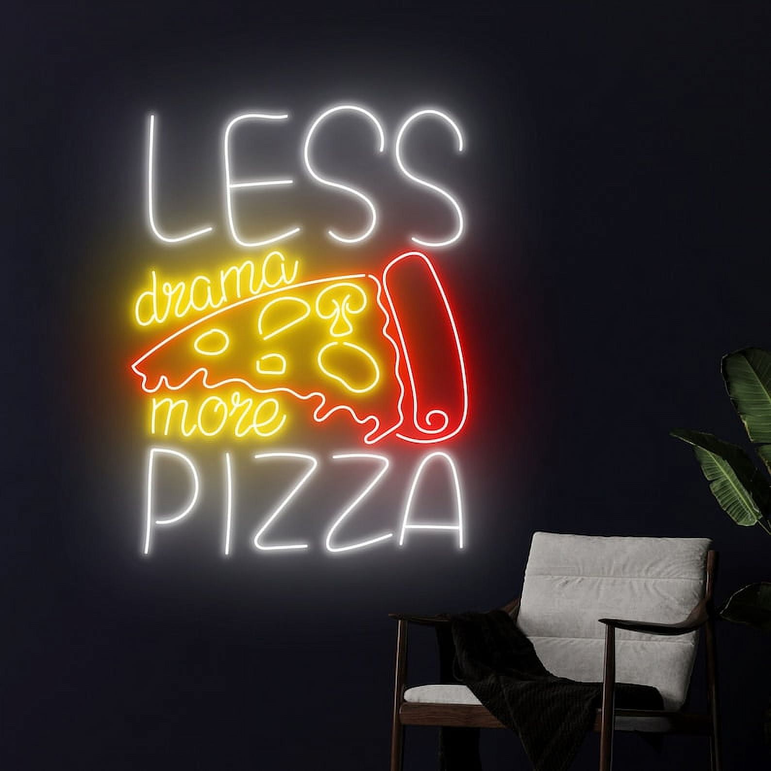 Handmadetneonsign Less Drama More Pizza Neon Sign, Pizza Neon Light ...