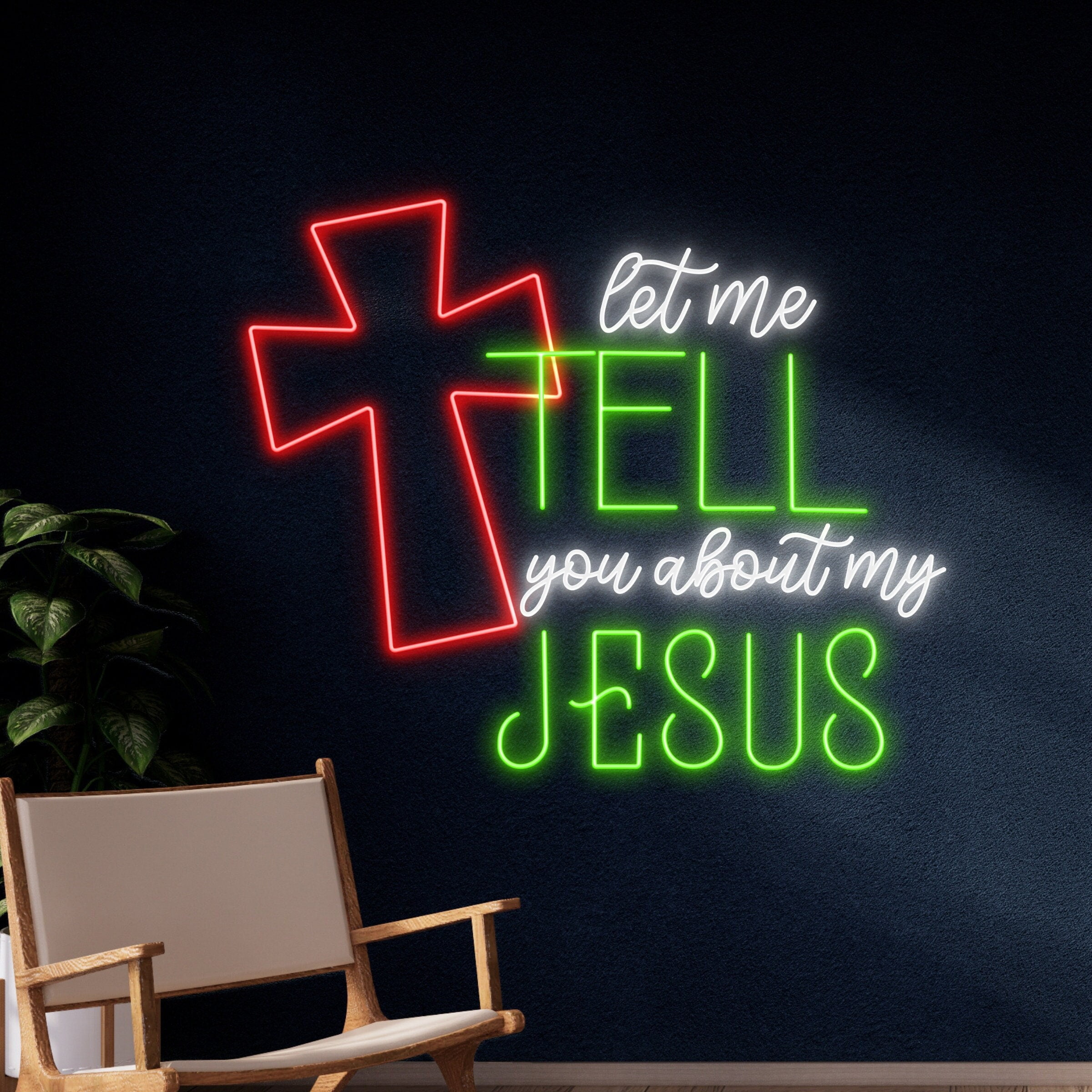 Handmadetneonsign Let Me Tell You About My Jesus Cross Neon Sign ...