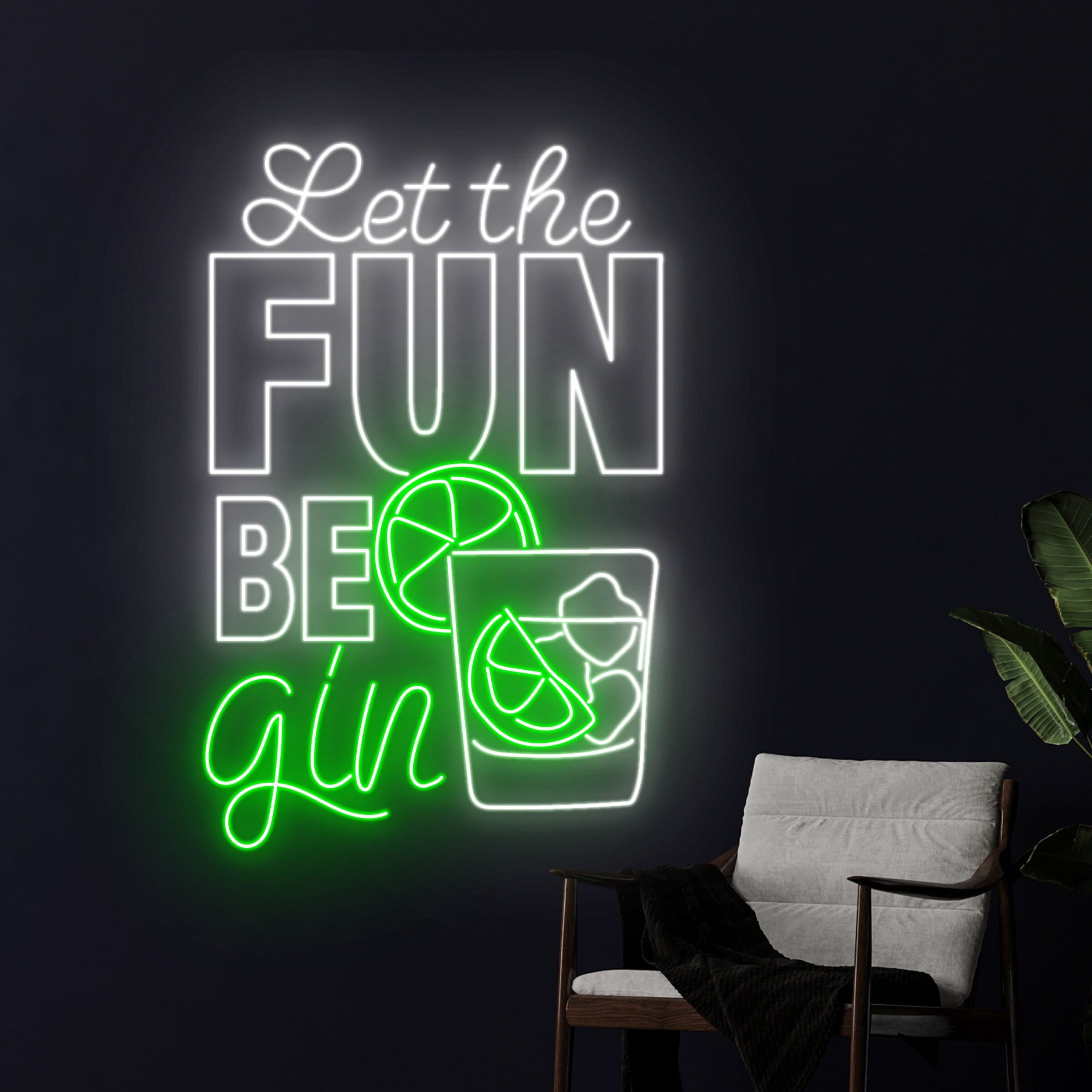 Handmadetneonsign Let The Fun Be Gin Neon Sign, Let The Fun Begin LED ...