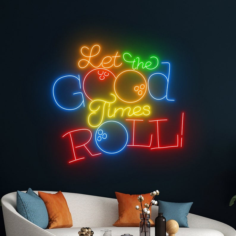 Handmadetneonsign Let The Good Times Roll Neon Sign, Bowling Led Sign ...