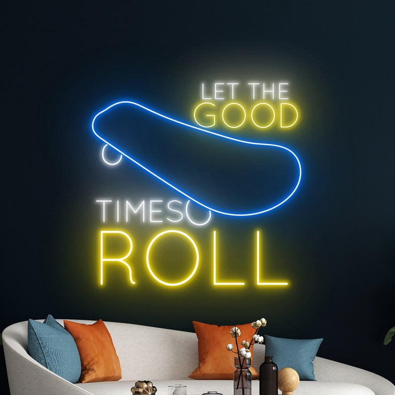 Handmadetneonsign Let The Good Times Roll Neon Sign, Skateboard Led ...