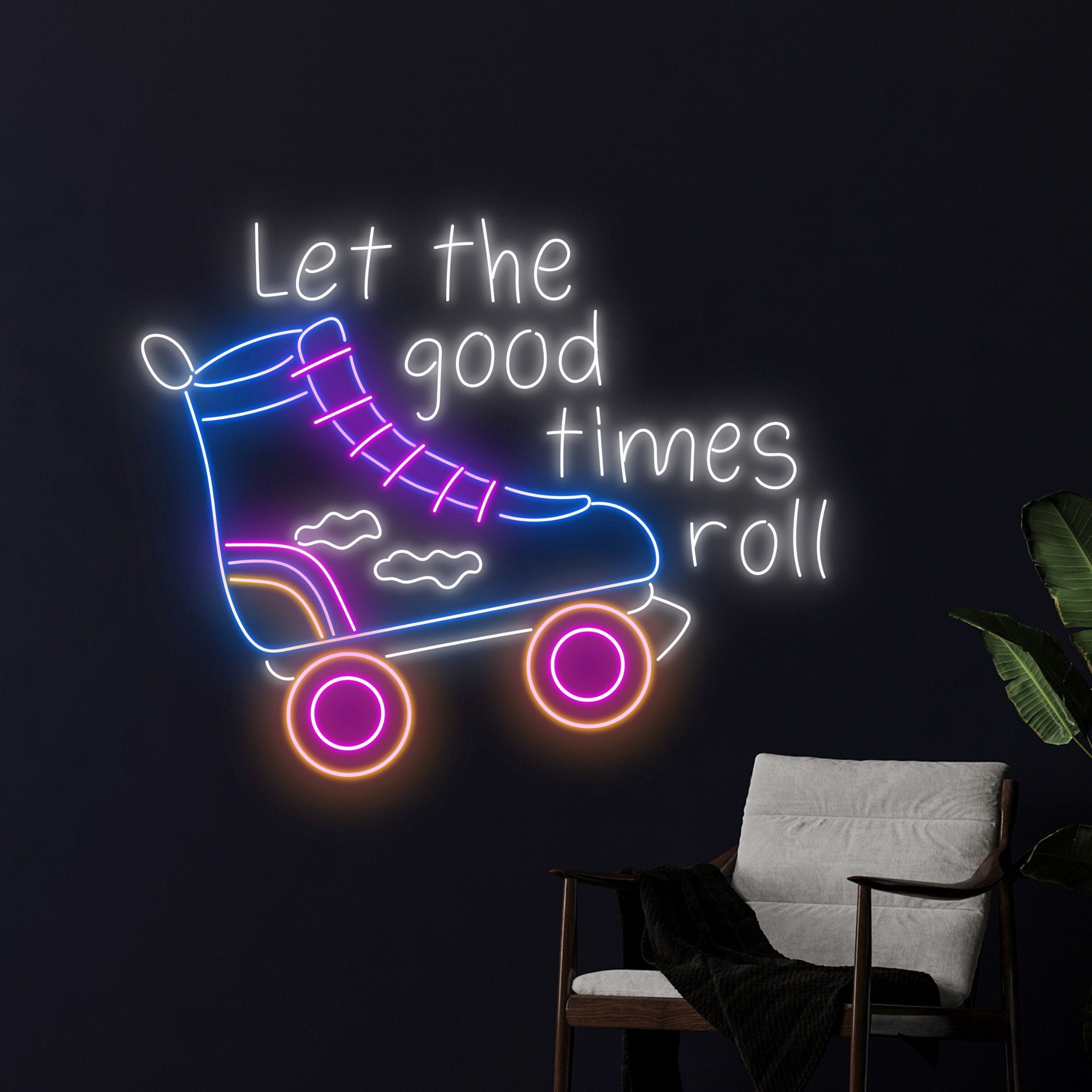 Handmadetneonsign Let The Good Times Roll Roller Skate Neon Sign ...