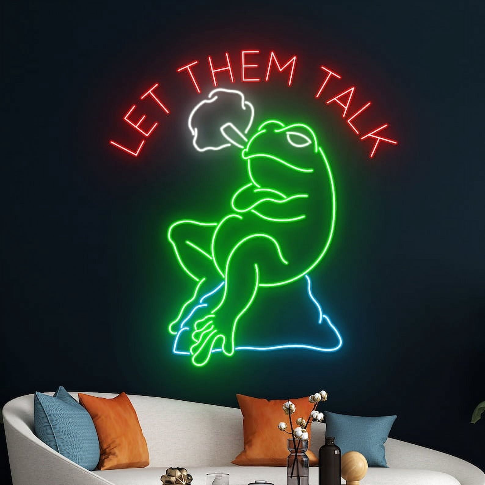 Handmadetneonsign Let Them Talk Smoking Frog Led Sign, Frog Smokes Neon ...