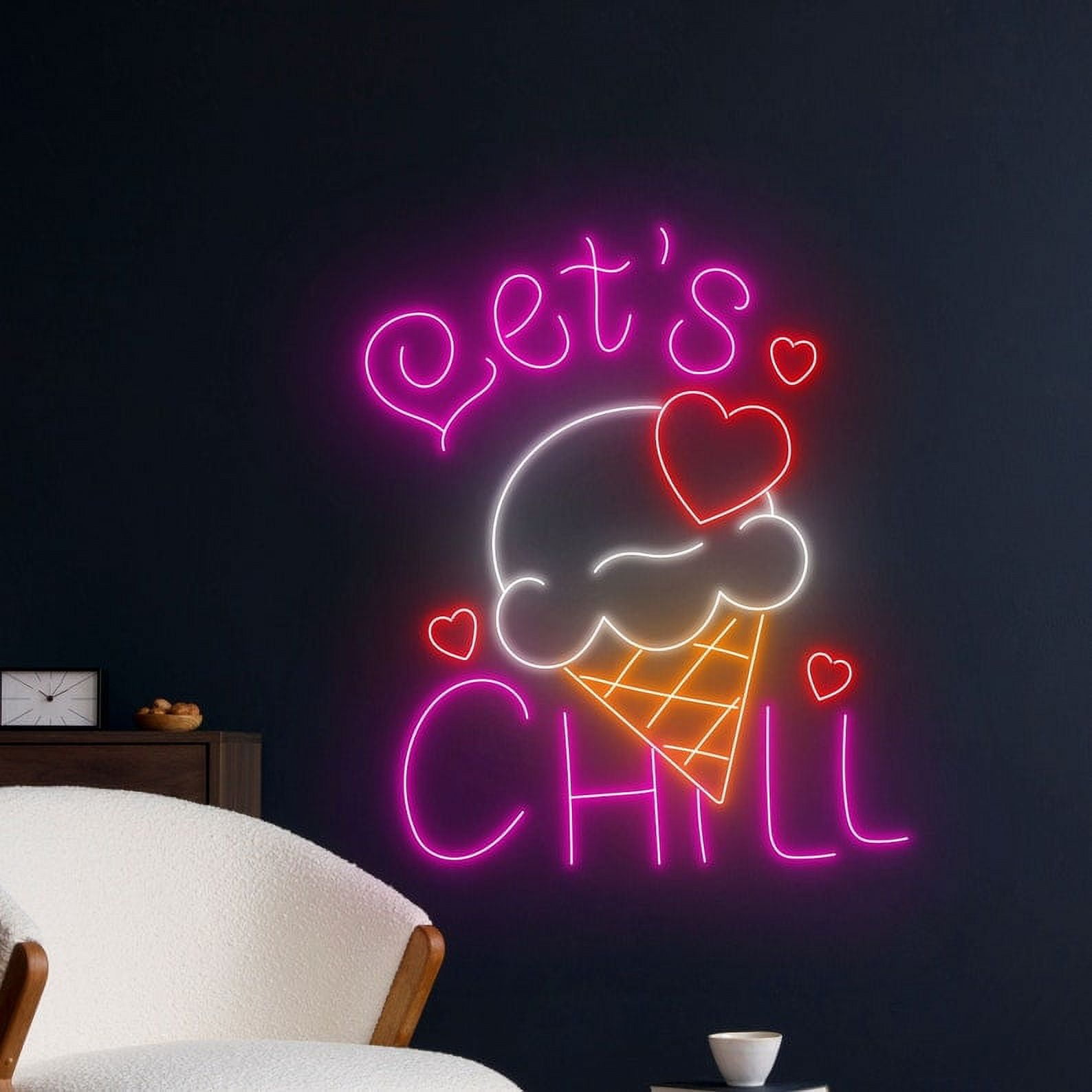 Handmadetneonsign Let's Chill Ice Cream Neon Sign, Ice Cream Neon Art ...