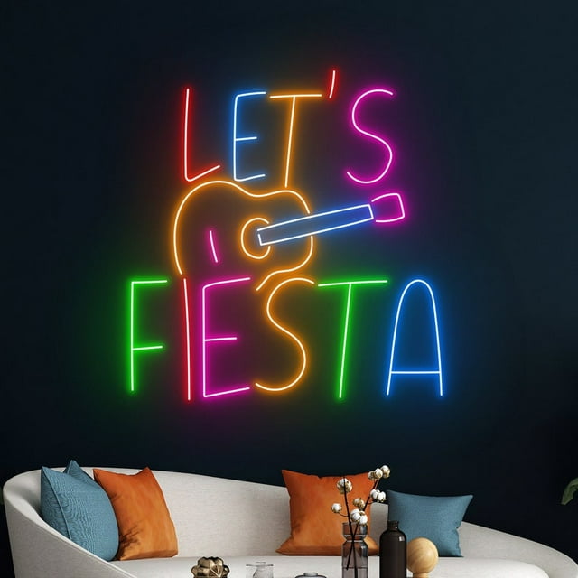 Handmadetneonsign Let's Fiesta Neon Sign, Fiesta Neon Light, Guitar Led ...