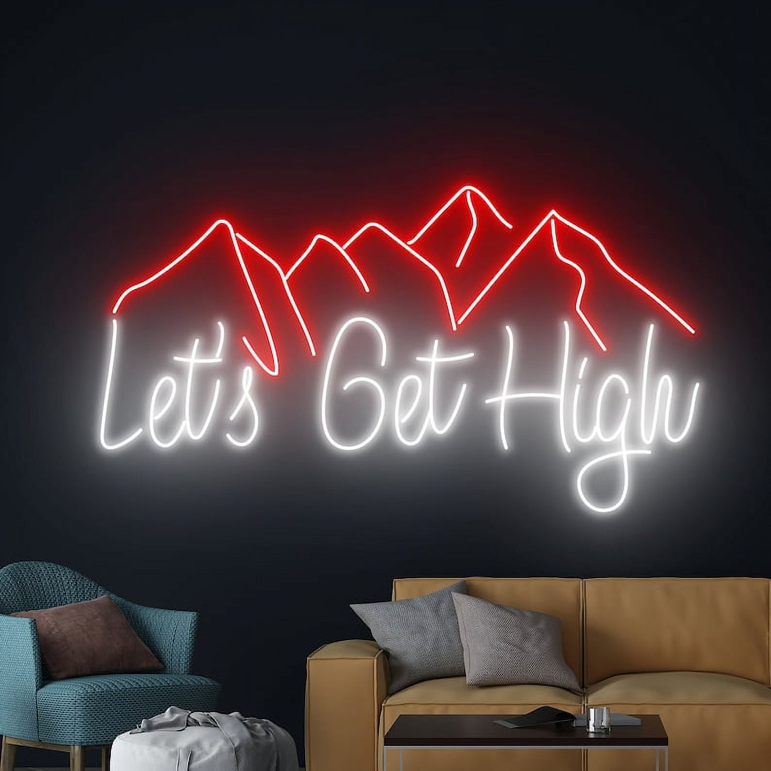 Handmadetneonsign Let's Get High Led Sign, Mountain Neon Sign, Mountain ...