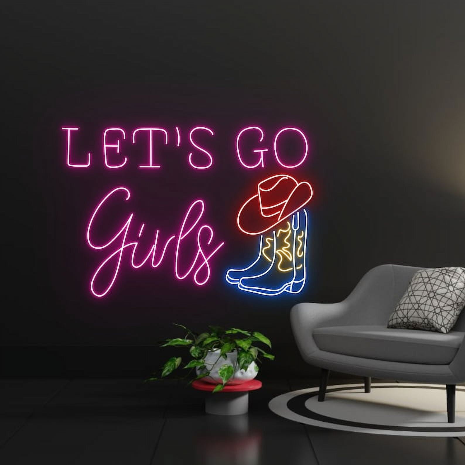 Handmadetneonsign Let's Go Girls Cowboy Boots Led Sign, Let's Go Girl ...