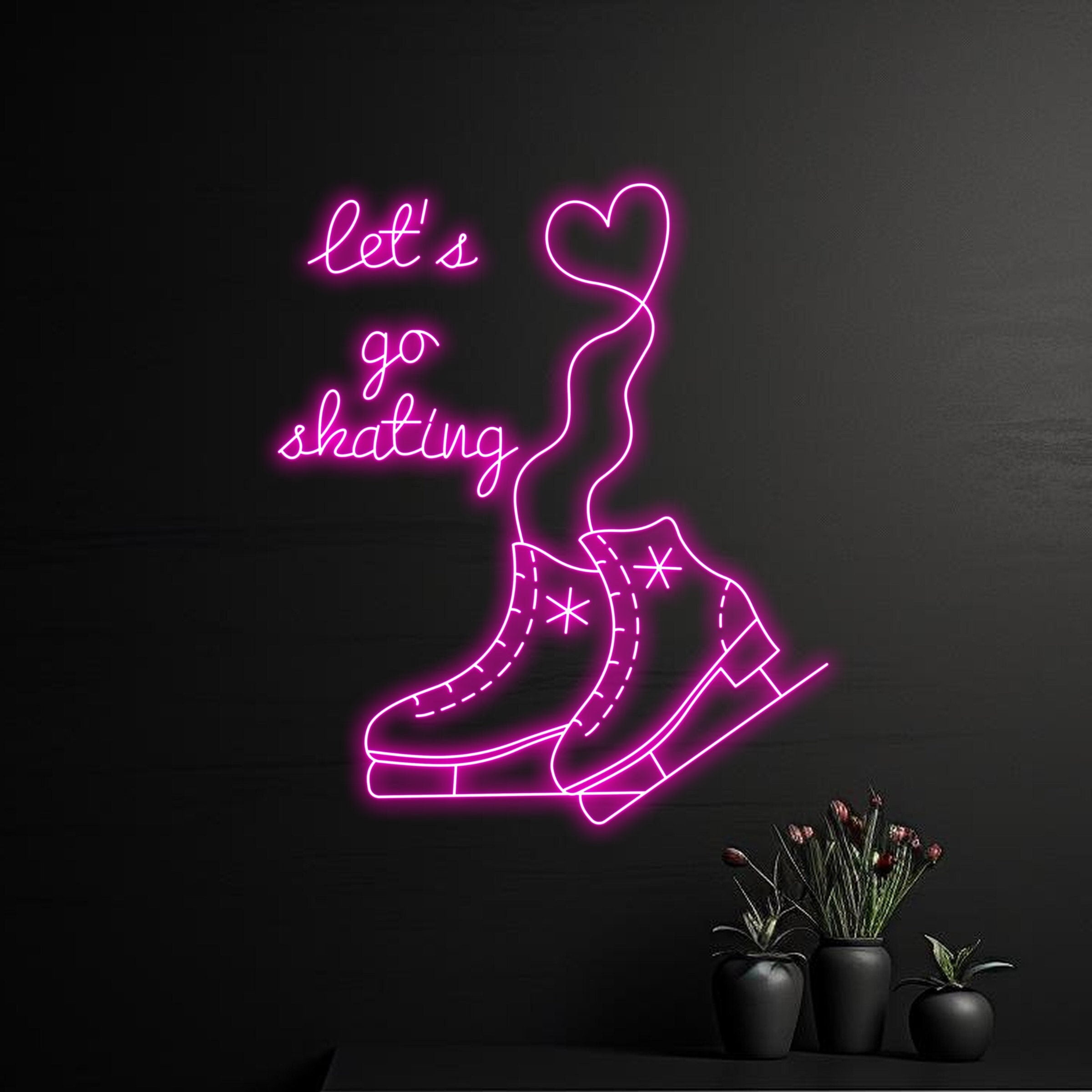 Handmadetneonsign Let's Go Skating Roller Skate Neon Sign, Rolling ...