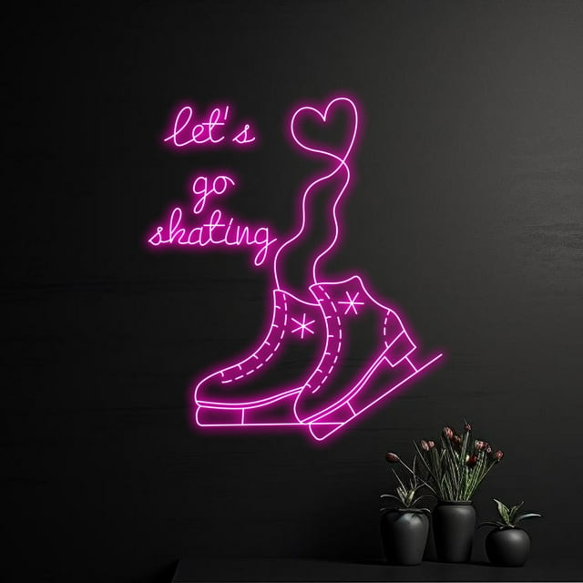Handmadetneonsign Let's Go Skating Roller Skate Neon Sign, Rolling ...