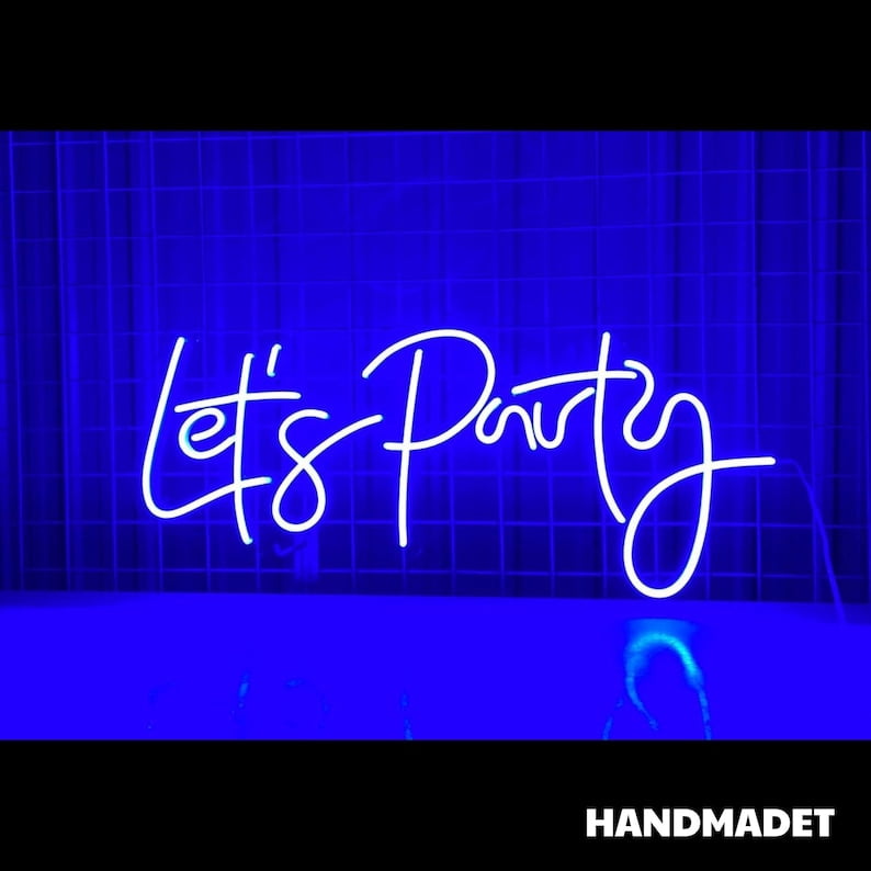 Handmadetneonsign Let's Party Neon Wall Sign, Let's Party Wall Art ...