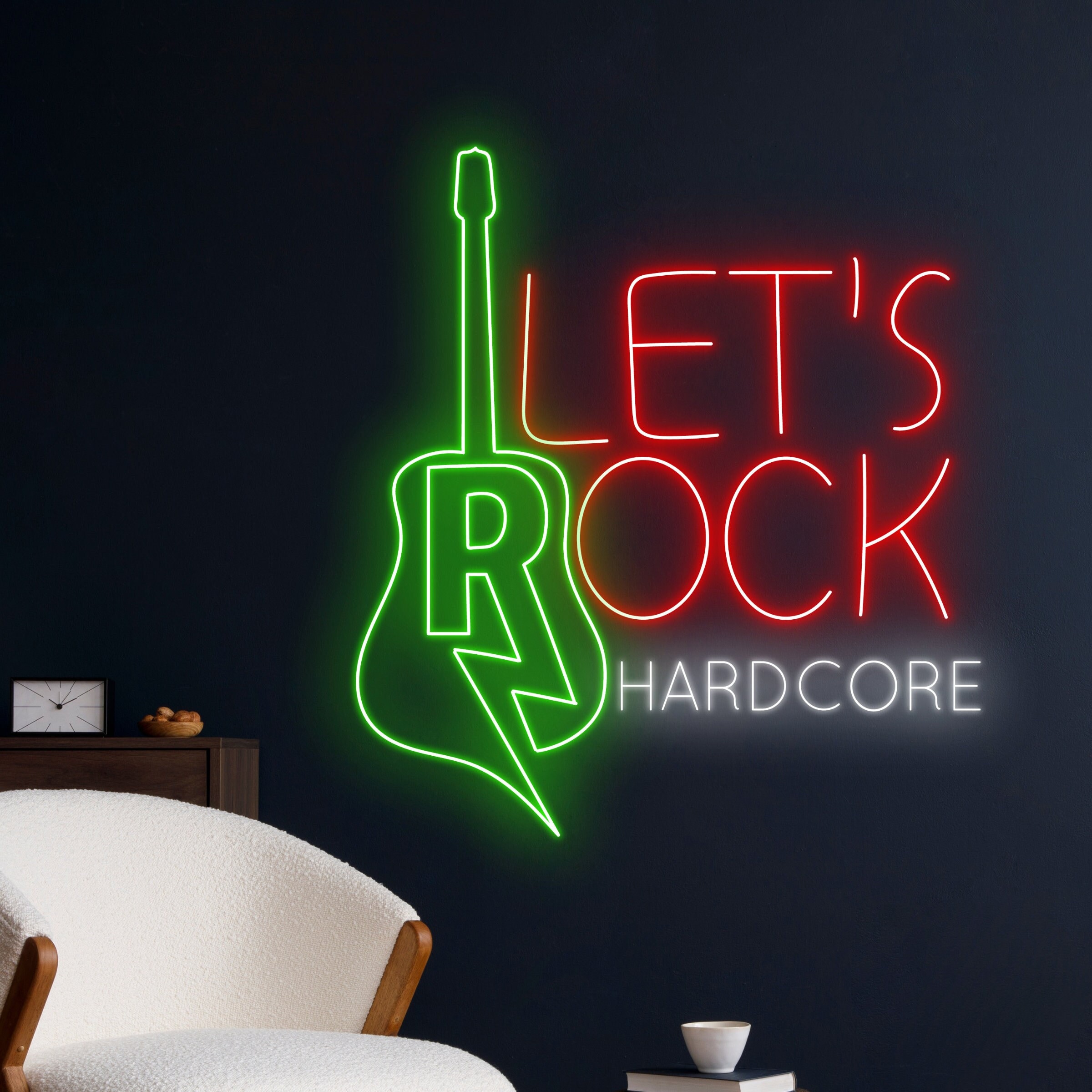 Handmadetneonsign Let's Rock Hardcore Led Sign, Rock N Roll Neon Light ...
