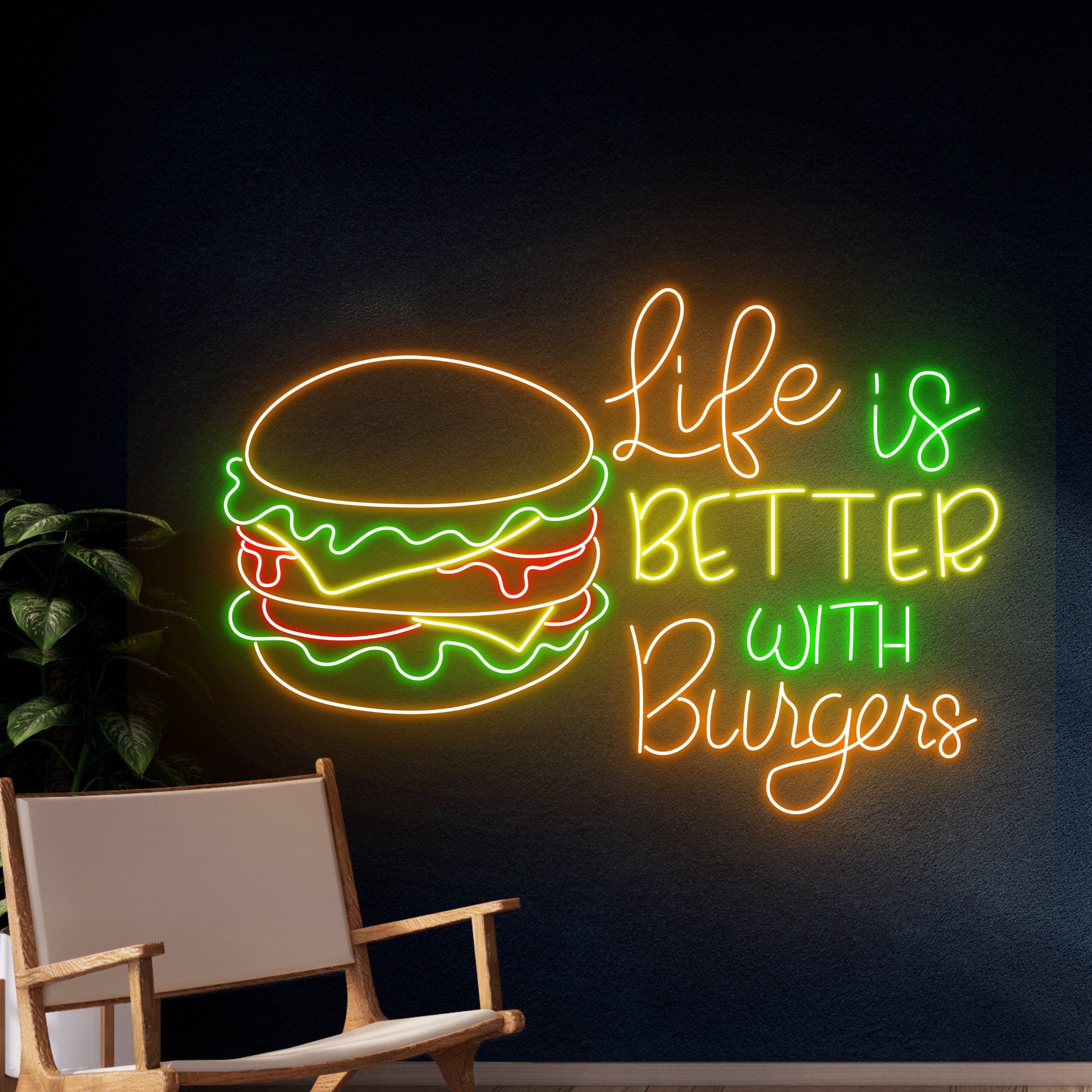 Handmadetneonsign Life Is Better With Burgers Neon Sign, Burgers Neon ...