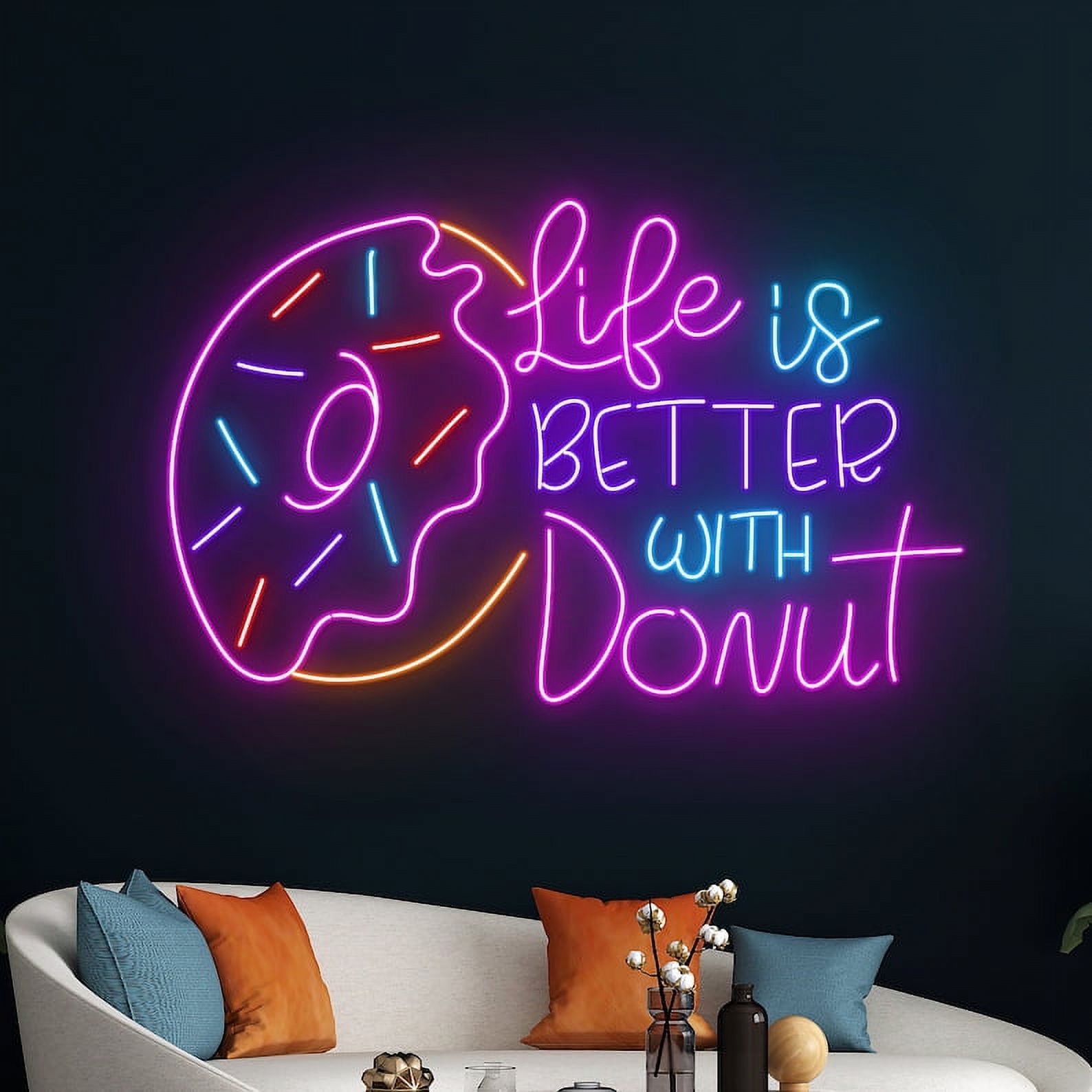 Handmadetneonsign Life Is Better With Donut Neon Light, Donut Neon Sign ...