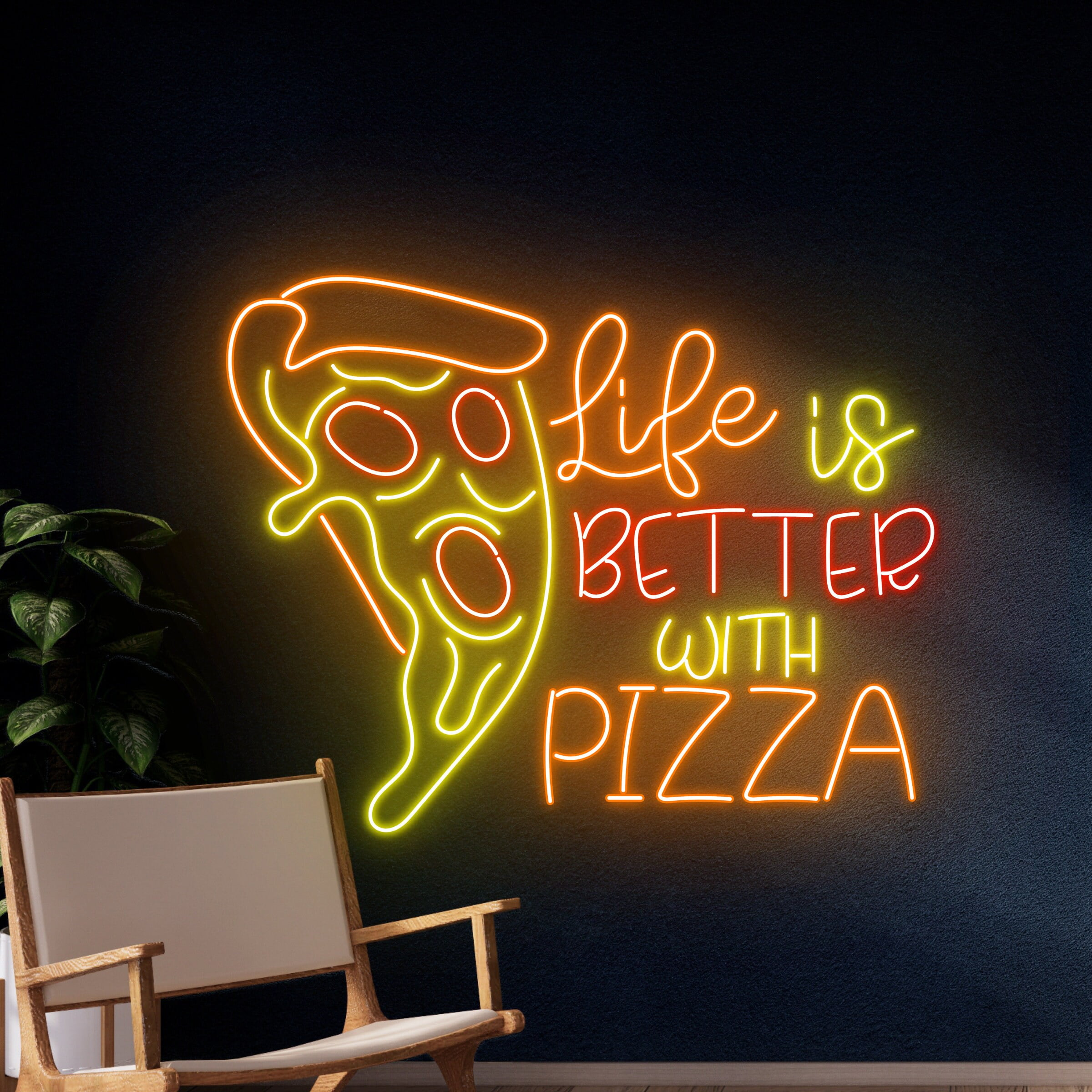 Handmadetneonsign Life Is Better With Pizza Neon Sign, Pizza Neon Light ...
