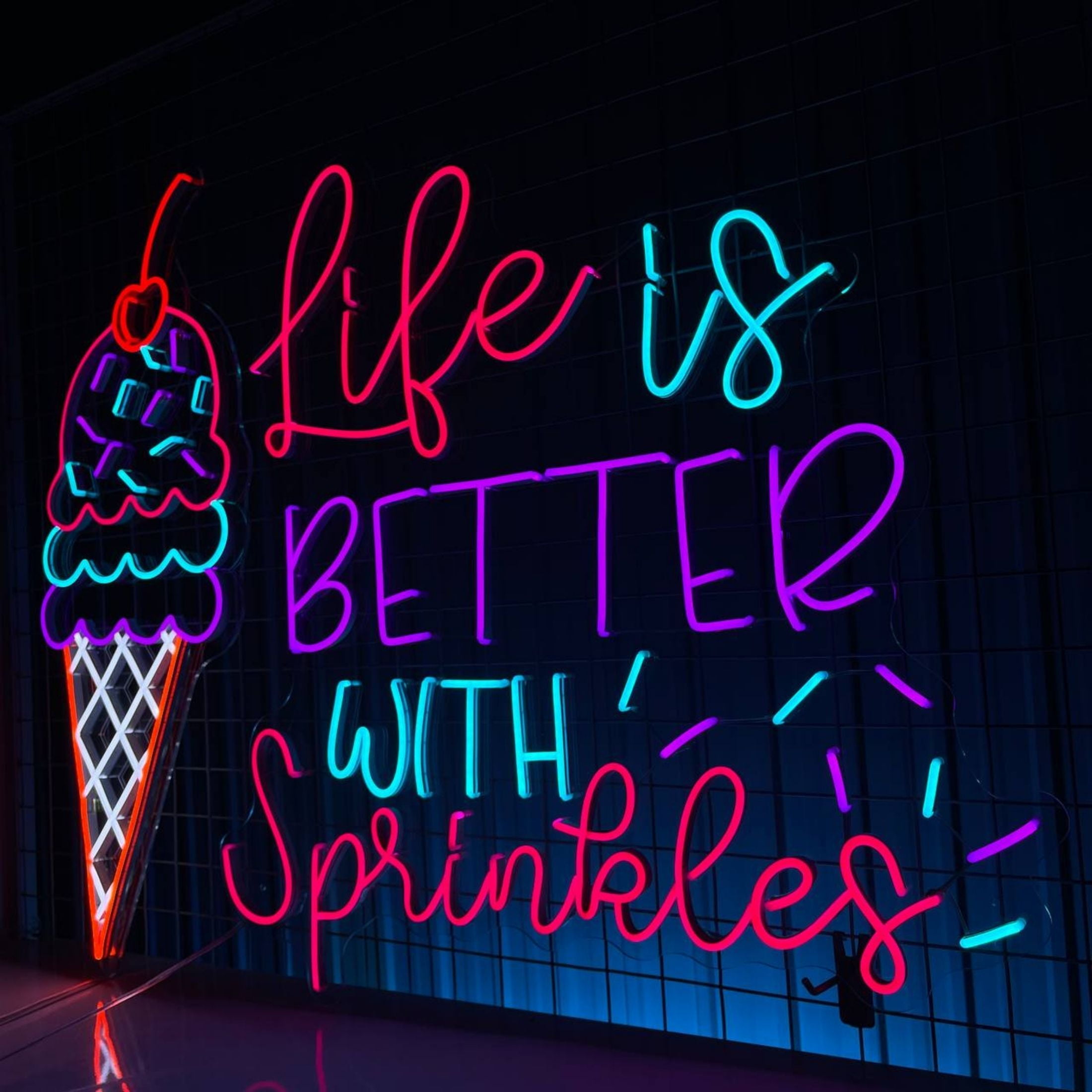 Handmadetneonsign Life Is Better With Sprinkles Neon Sign, Ice Cream ...