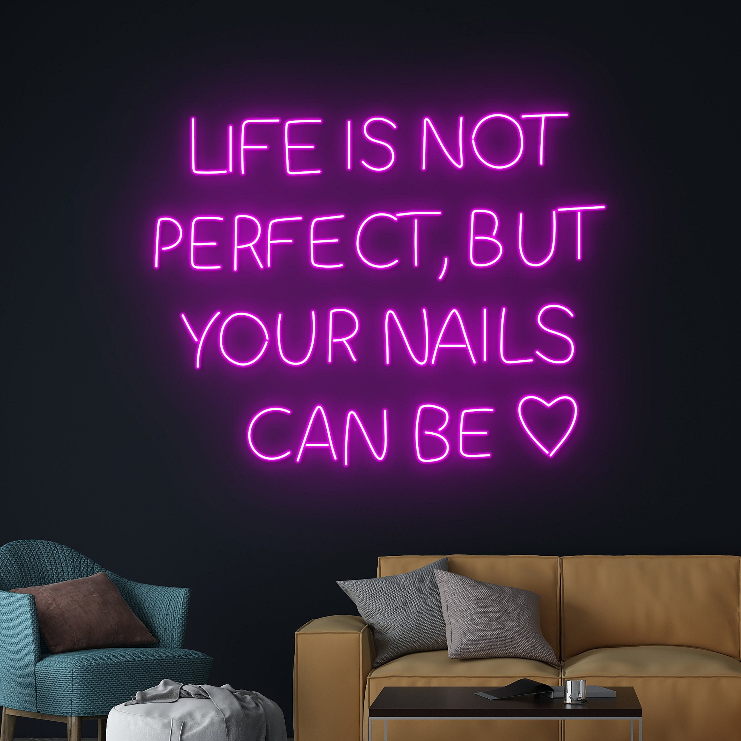 Handmadetneonsign Life Is Not Perfect But Your Nails Can Be Neon Sign ...