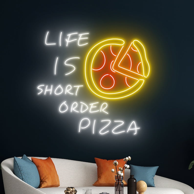 Handmadetneonsign Life Is Short Order Pizza Neon Sign, Pizza Neon Light ...